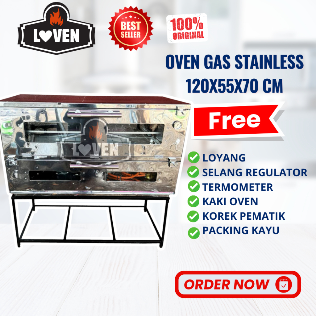 Jual Oven Gas 120x55x70 cm Stainless Api Atas Bawah | Shopee Indonesia