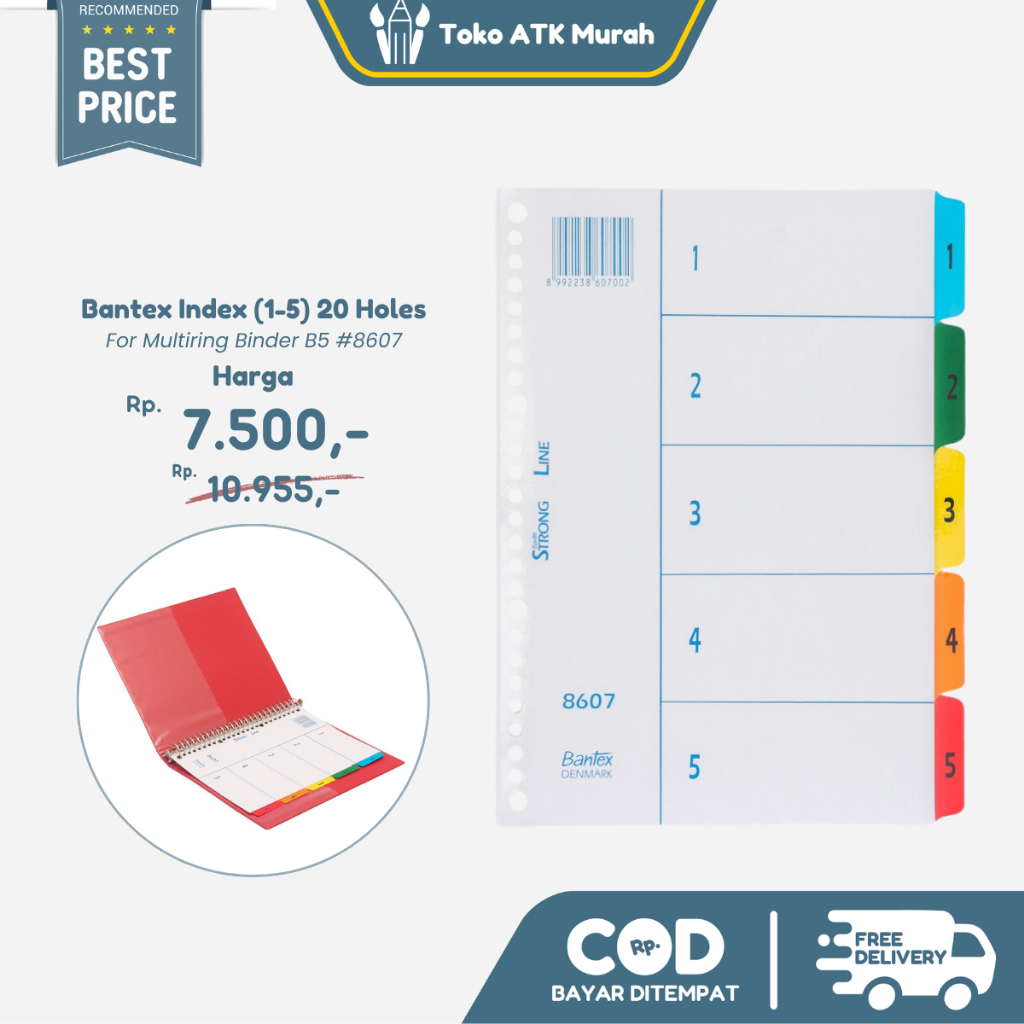 Jual Bantex Index (1-5) 20 Holes For Multiring Binder B5 #8607 | Shopee ...