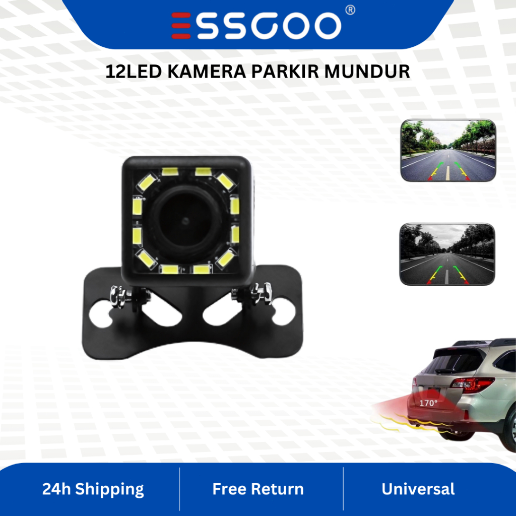 Jual ESSGOO Kamera Mundur 4/12 LED Car Rear View Reverse Backup HD Waterproof CCD Camera ...
