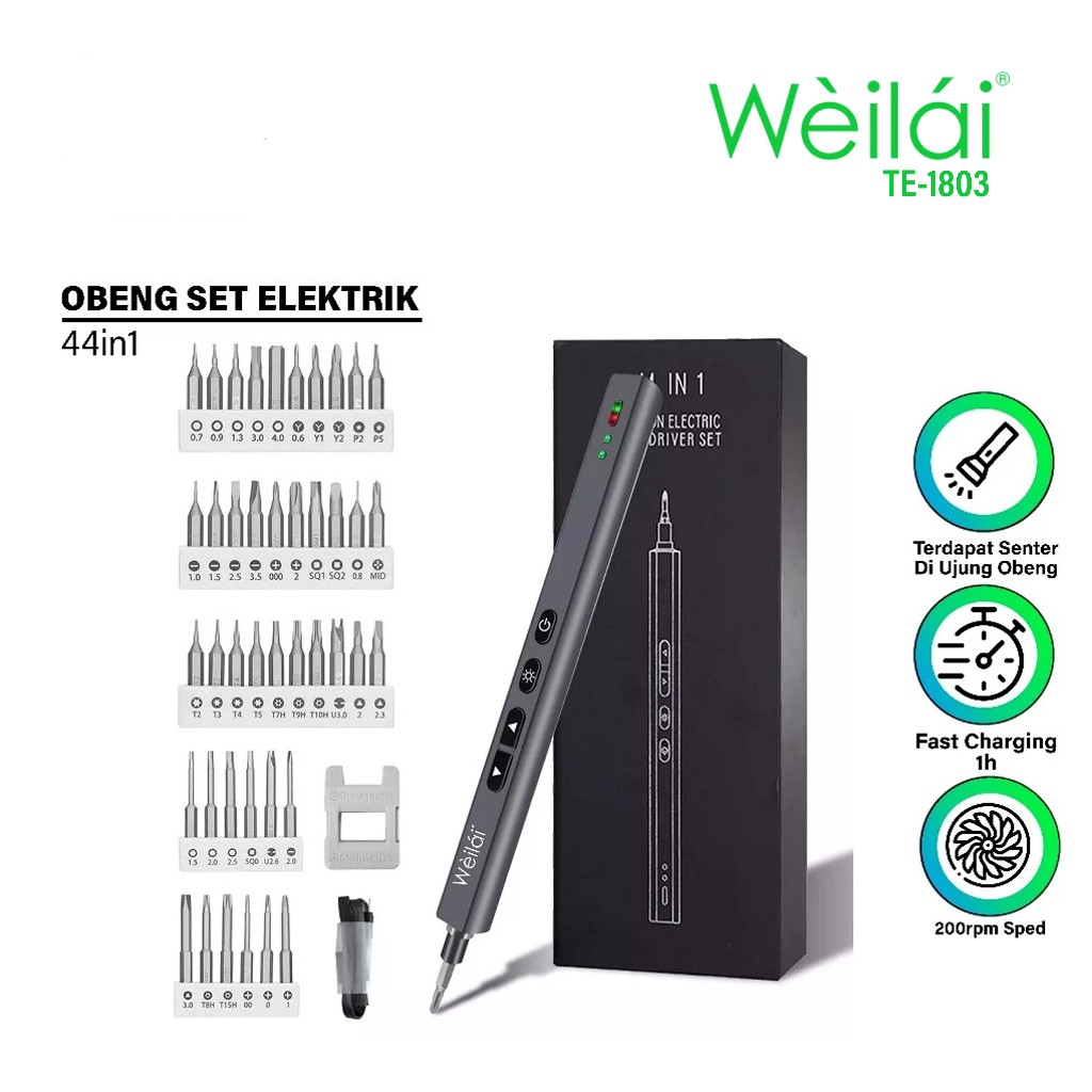 Jual WEILAI TE-1803 ELECTRIC SCREWDRIVER OBENG LISTRIK ORIGINAL - OBENG ...