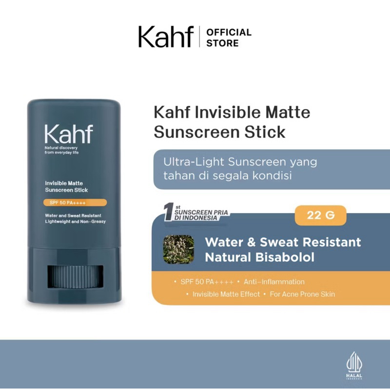 Jual Kahf Invisible Matte Sunscreen Stick SPF 50 PA++++ 22 g | Shopee ...