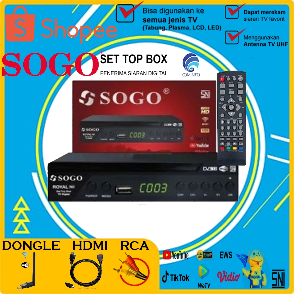 Jual SET TOB BOX SOGO Siaran Digital Receiver STB Bisa Youtube & TikTok ...