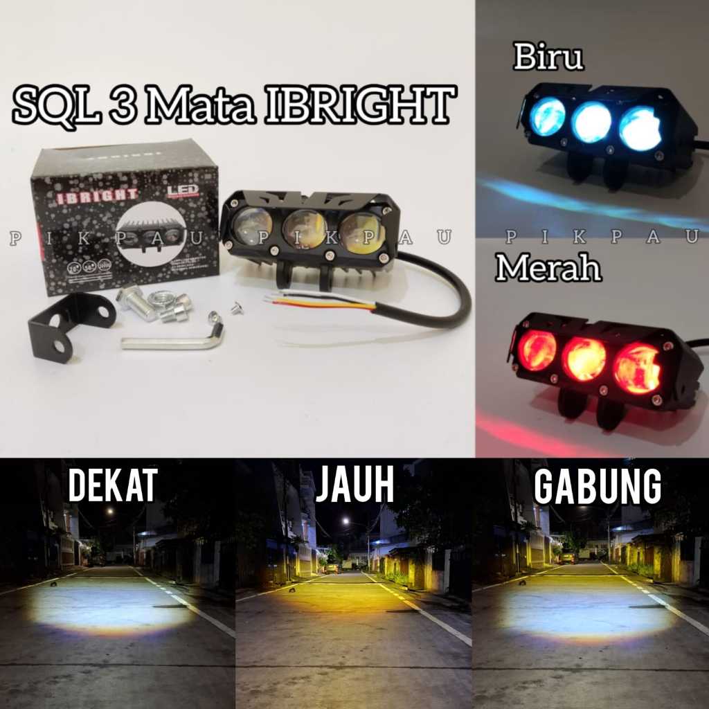 Jual IBRIGHT Lampu Tembak Sorot Premium 3 Mata Original Dengan Devil Eye Full Aluminium ...