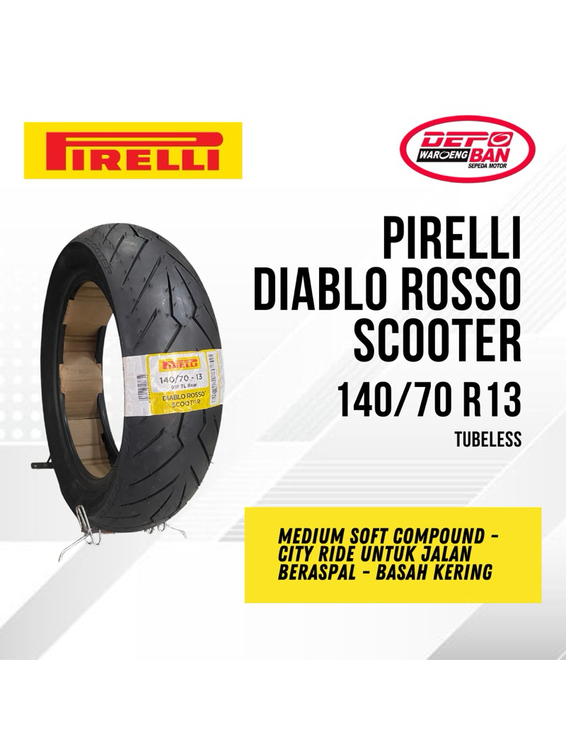 Jual BAN MATIC TUBLESS MERK PIRELLI TYPE DIABLO ROSSO SCOOTER UKURAN 140/70 R13 ORIGINAL!! NEW ...