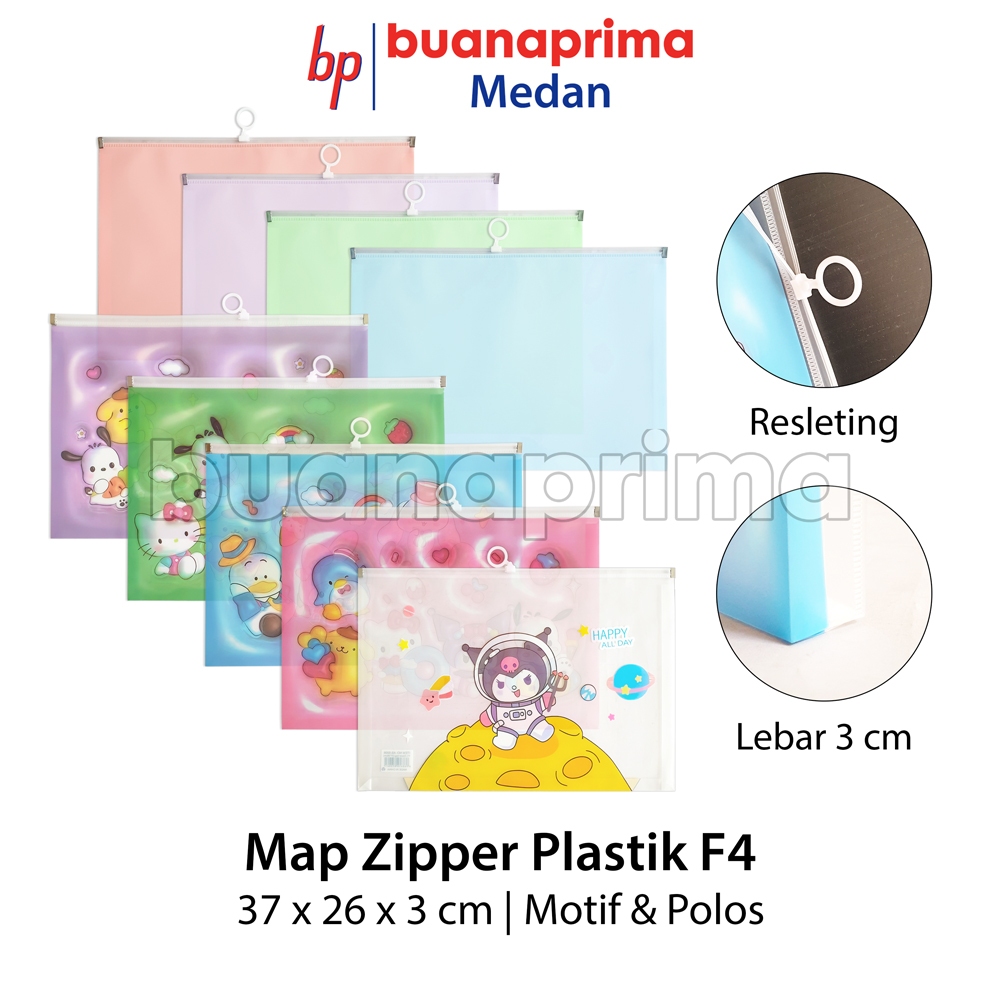 Jual MAP ZIPPER PLASTIK F4 Polos Gambar Lebar 3 cm Tempat Folder ...