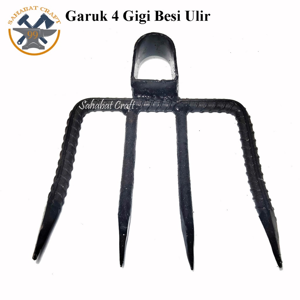 Jual Cangkul Garuk Sampah 4 gigi Besi Ulir Gagang Kolong Garbu Sampah ...