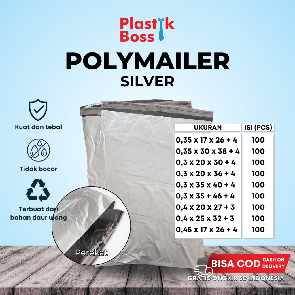 Jual Plastik Packing Online | Polymailer Warna Silver | Plastik ...