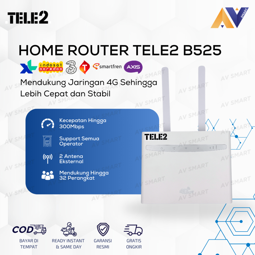 Jual Home Router 4G Tele2 B525 with 4 Port LAN | Shopee Indonesia