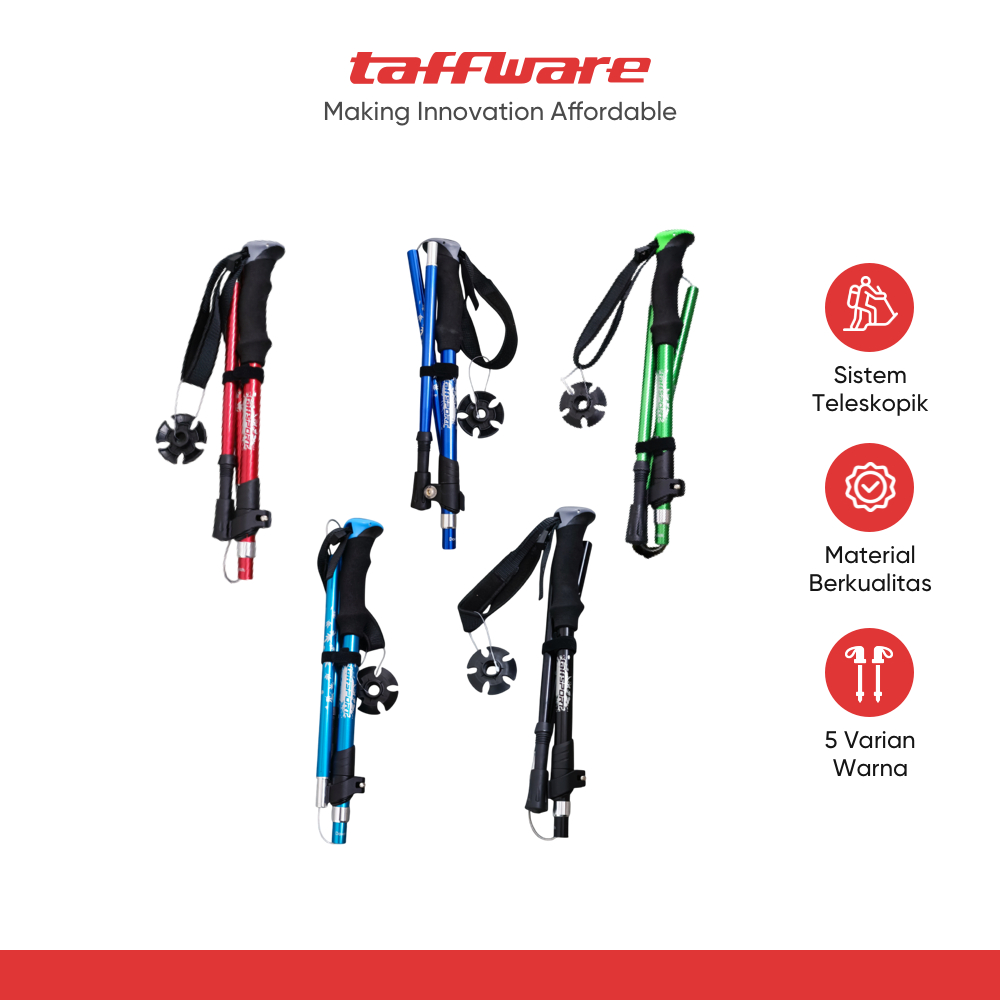 Jual TaffSPORT Tongkat Hiking Trekking Pole 5 Section 130cm Foldable 36cm - TF13 | Shopee Indonesia