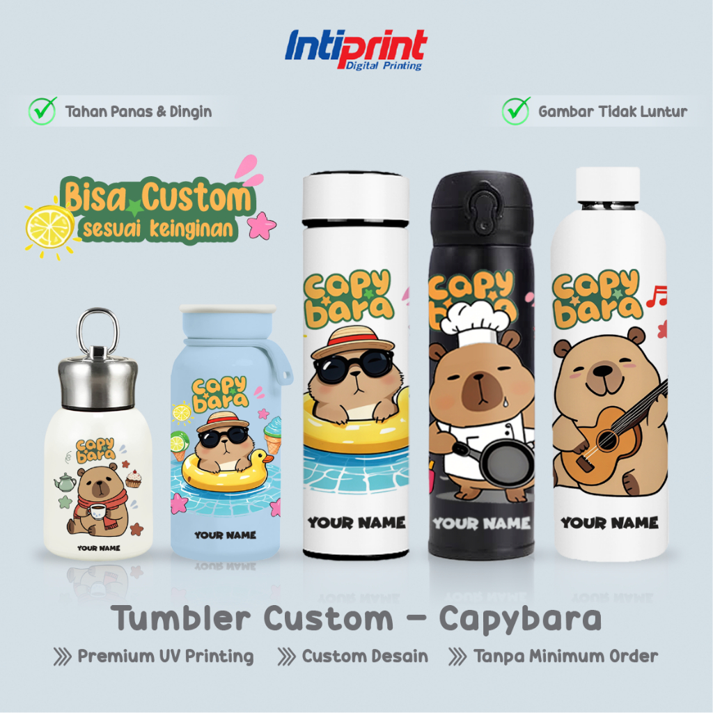 Jual Tumbler Termos Capybara Custom Nama UV Printing - Botol Capy Bara ...