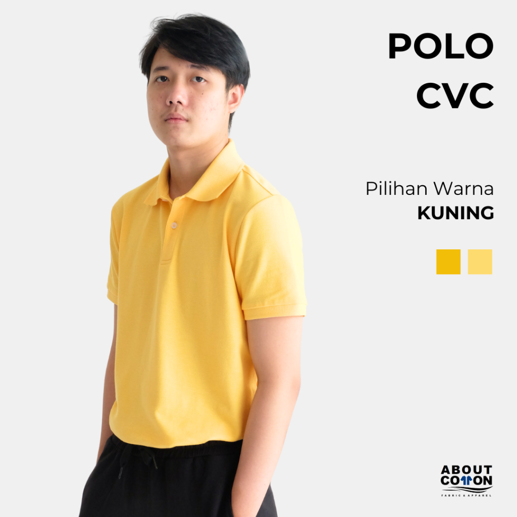 Jual ABOUT COTTON Kaos Polo CVC Pria Wanita – Pilihan Warna Kuning | Shopee Indonesia