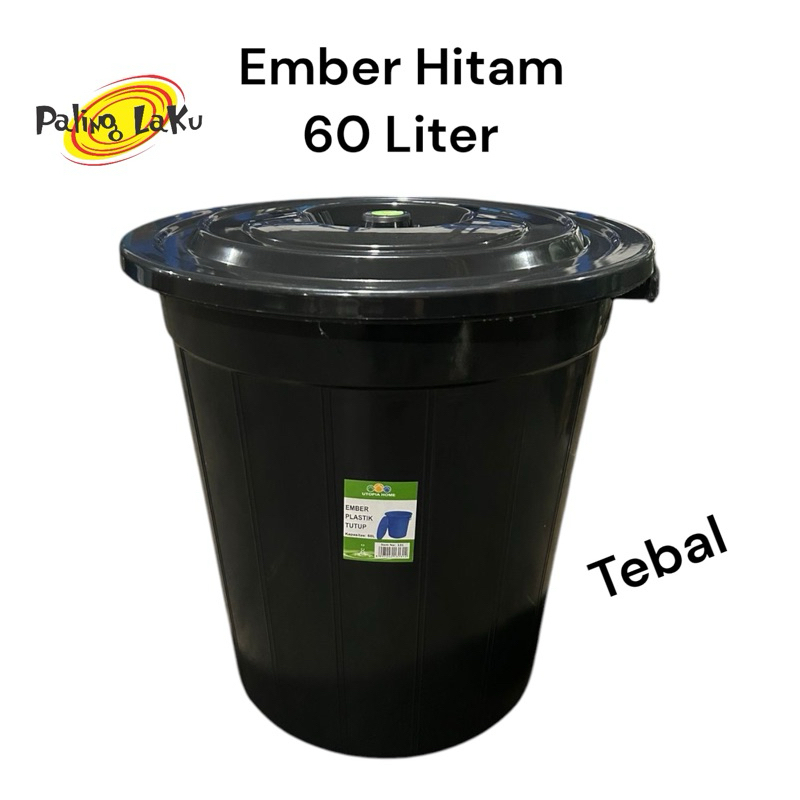Jual Ember Hitam + Tutup 60 Liter Tebal Berkualitas / ember budidaya ...