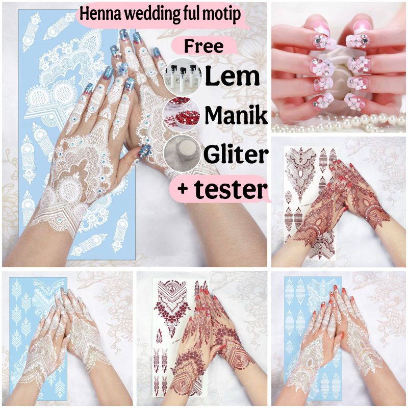 Jual HENNA INSTAN PUTIH FULL MOTIP / HENA TEMPEL MARON / HENA ...