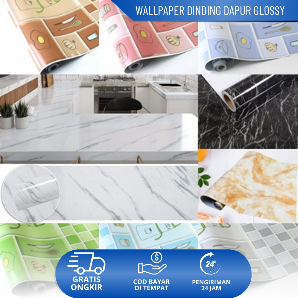 Jual Wallsticker Dinding Dapur Mamer Marble Black Kitchen Set Kamar ...
