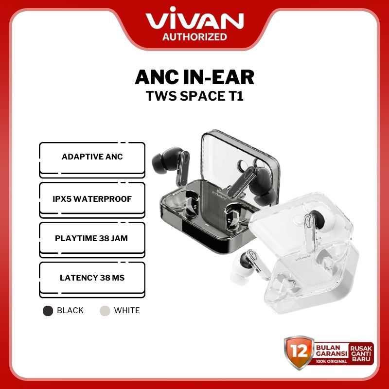 Jual [NEW LAUNCH] VIVAN TWS Space T1 | ANC Active Noise Cancelling ...