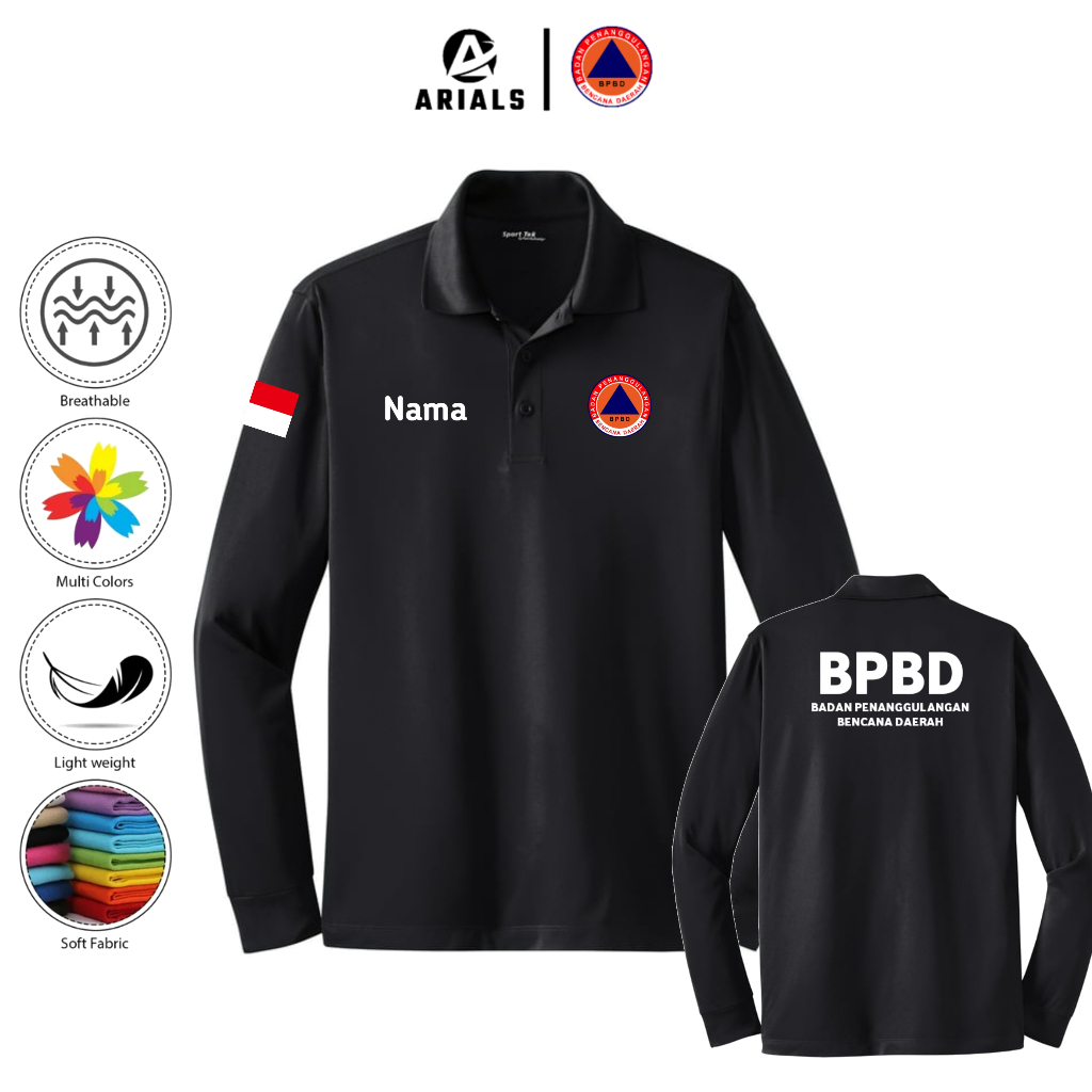 Jual Arials Polo shirt Baju Kaos Kerah Lengan Panjang BPBD Badan ...