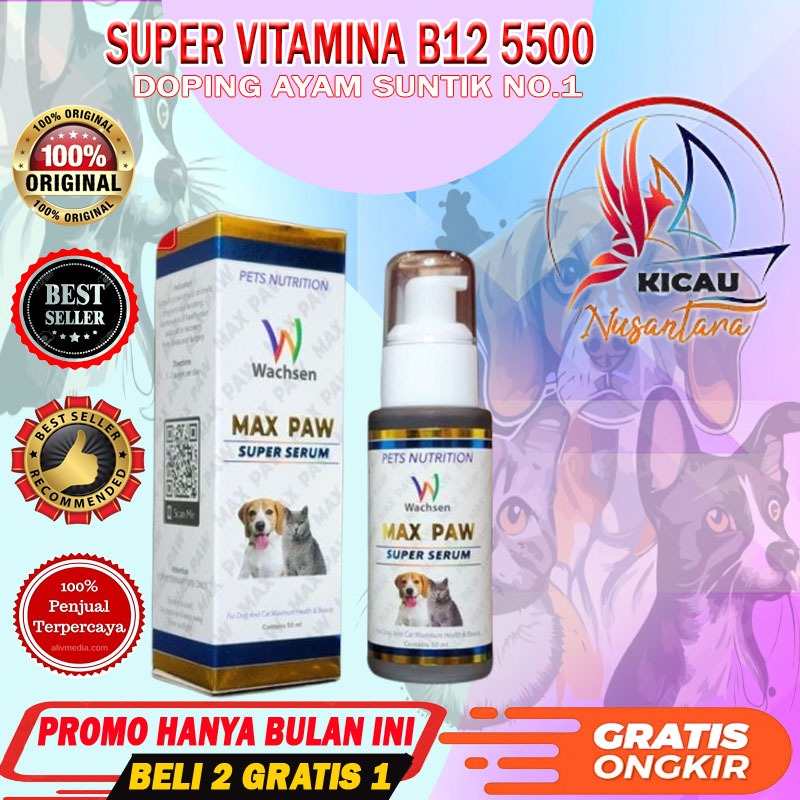Jual Max Paw Super Serum Vitamin Kucing Dan Anjing Dewasa Solusi All In ...