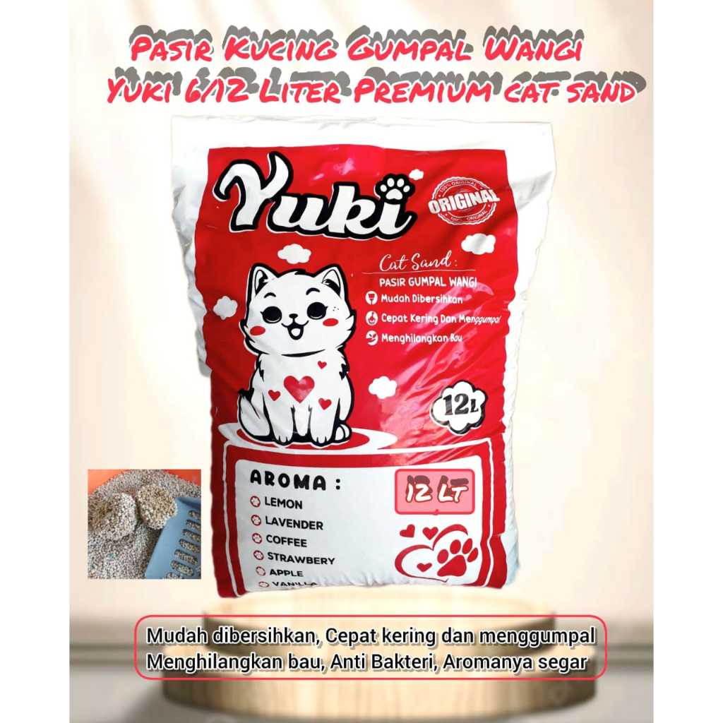 Jual YUKI CAT SAND 12 LITER PASIR KUCING GUMPAL WANGI SUDAH DI PROSES ...
