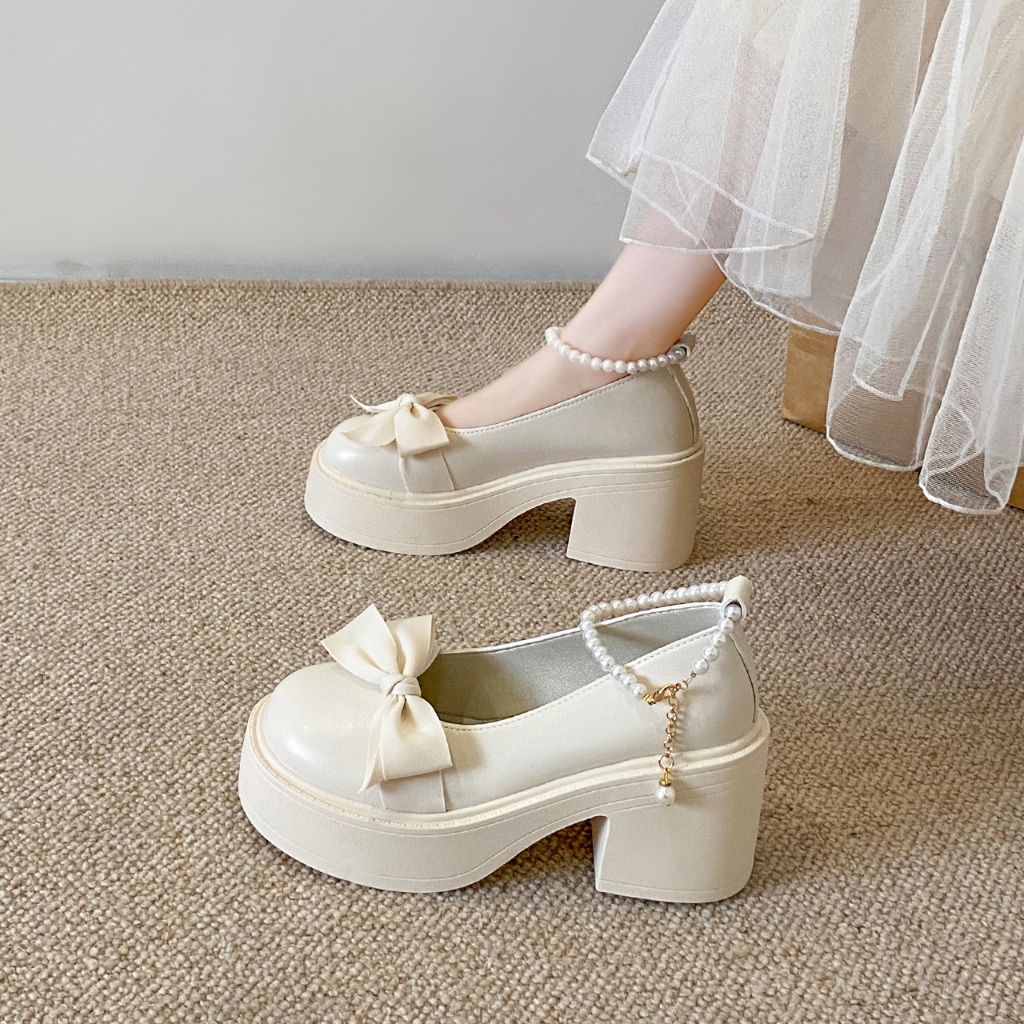 Jual Sepatu Wanita Hak Tinggi Pita Cantik Docmart Cewek Kasual Korean ...