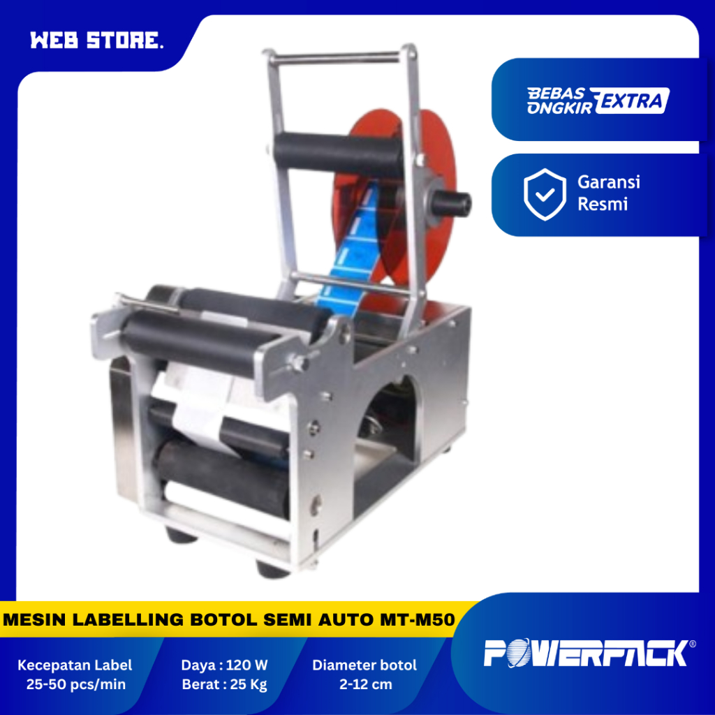 Jual Mesin Labelling Botol Semi Auto Sticker Label Botol POWERPACK MT ...