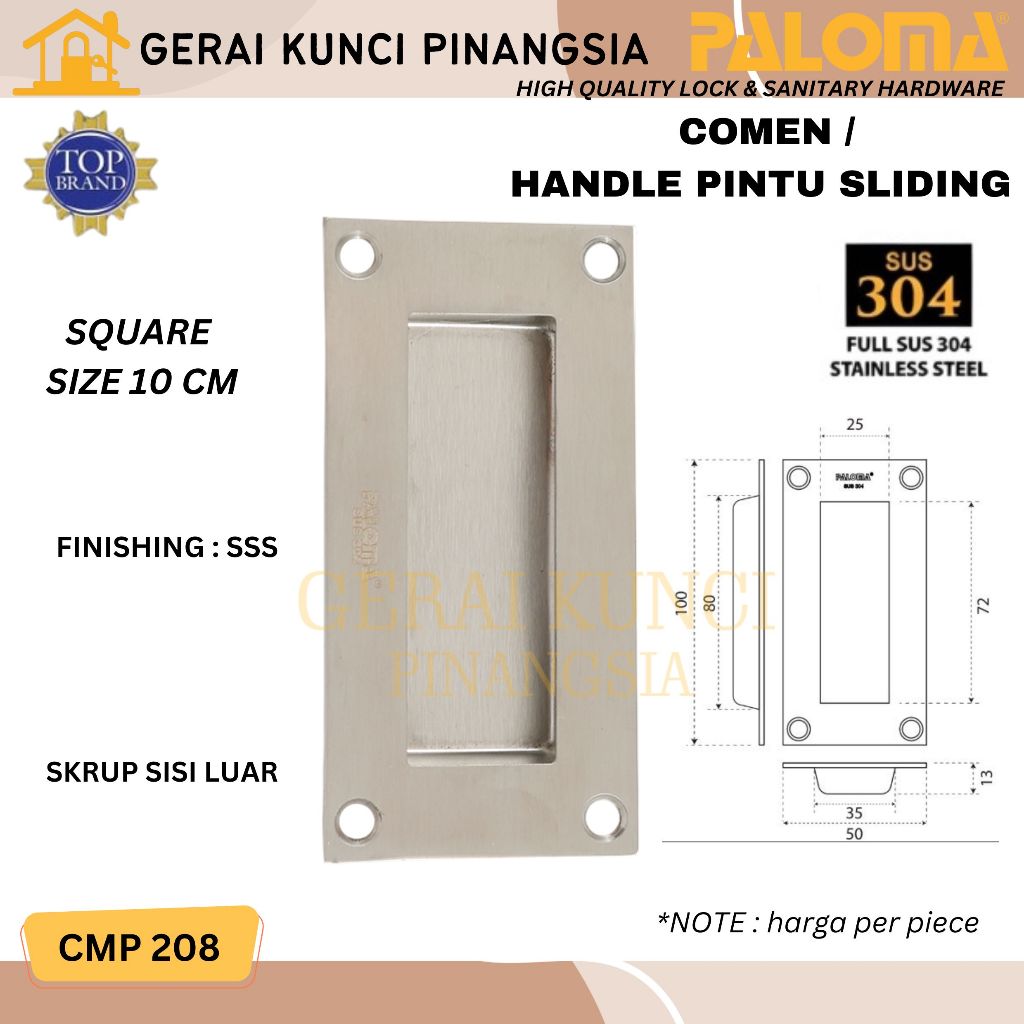 Jual Paloma Handle Pintu Sliding CMP 208 Sus 304 - Comen Flush Tanam ...