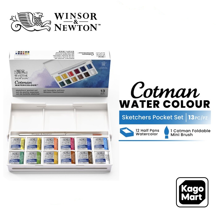 Jual Winsor & Newton Cotman Watercolor Sketchers Pocket Box Set 12 Half ...