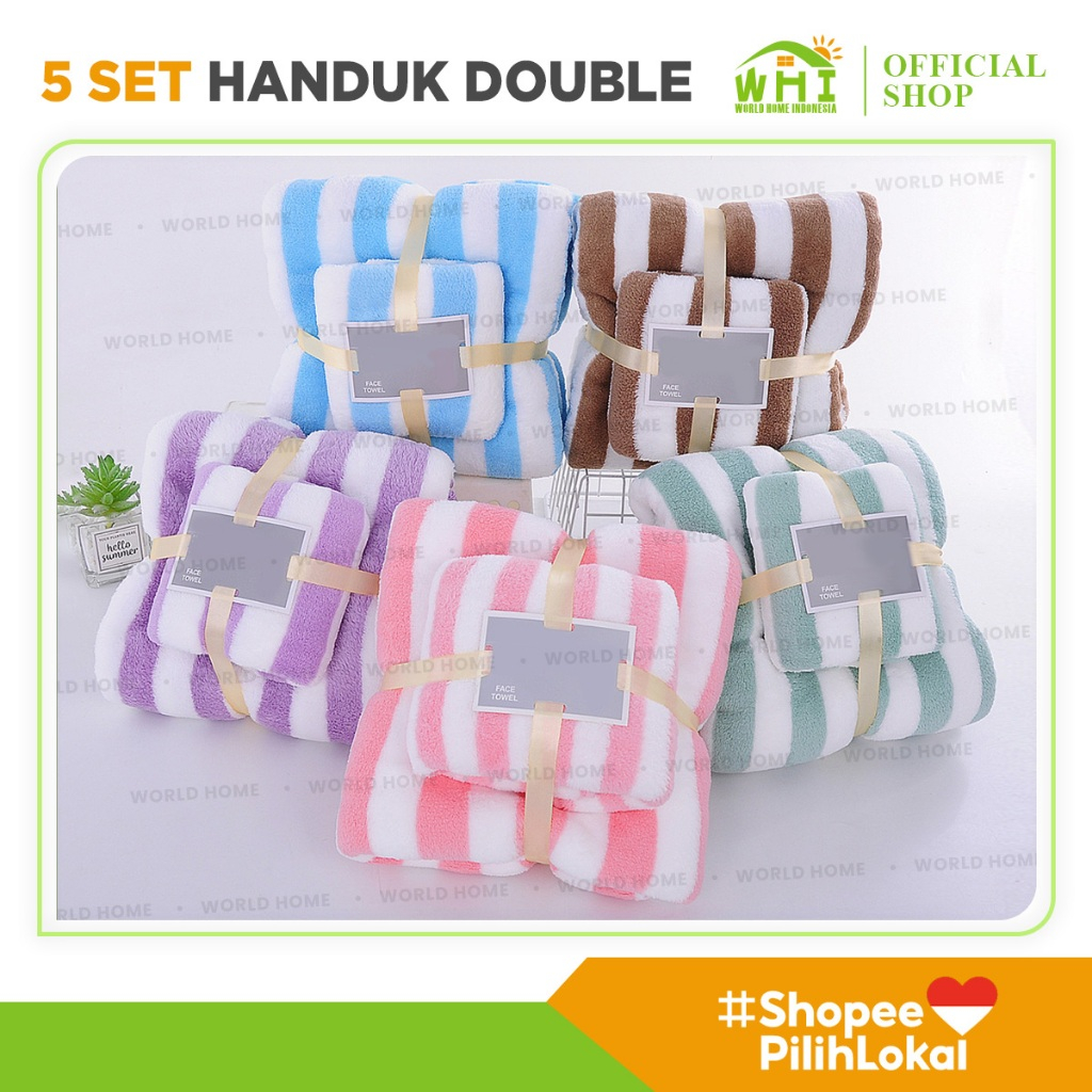 Jual World Home Paket Handuk Dewasa Set 2in1 Handuk Mandi Dan Wajah ...