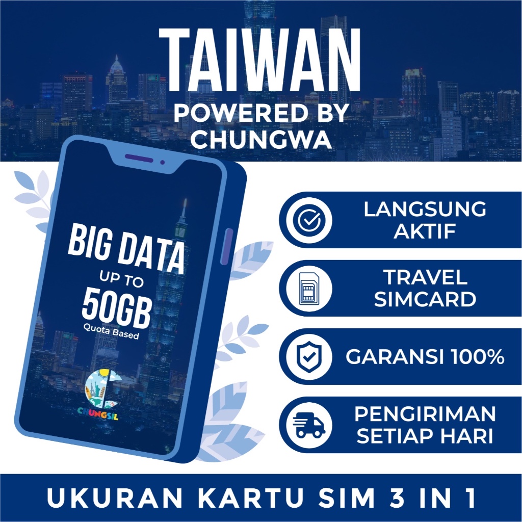 Jual Simcard Taiwan 4G Sim card Provider Chunghwa FIX DATA KUOTA BIG DATA Langsung aktif tanpa ...