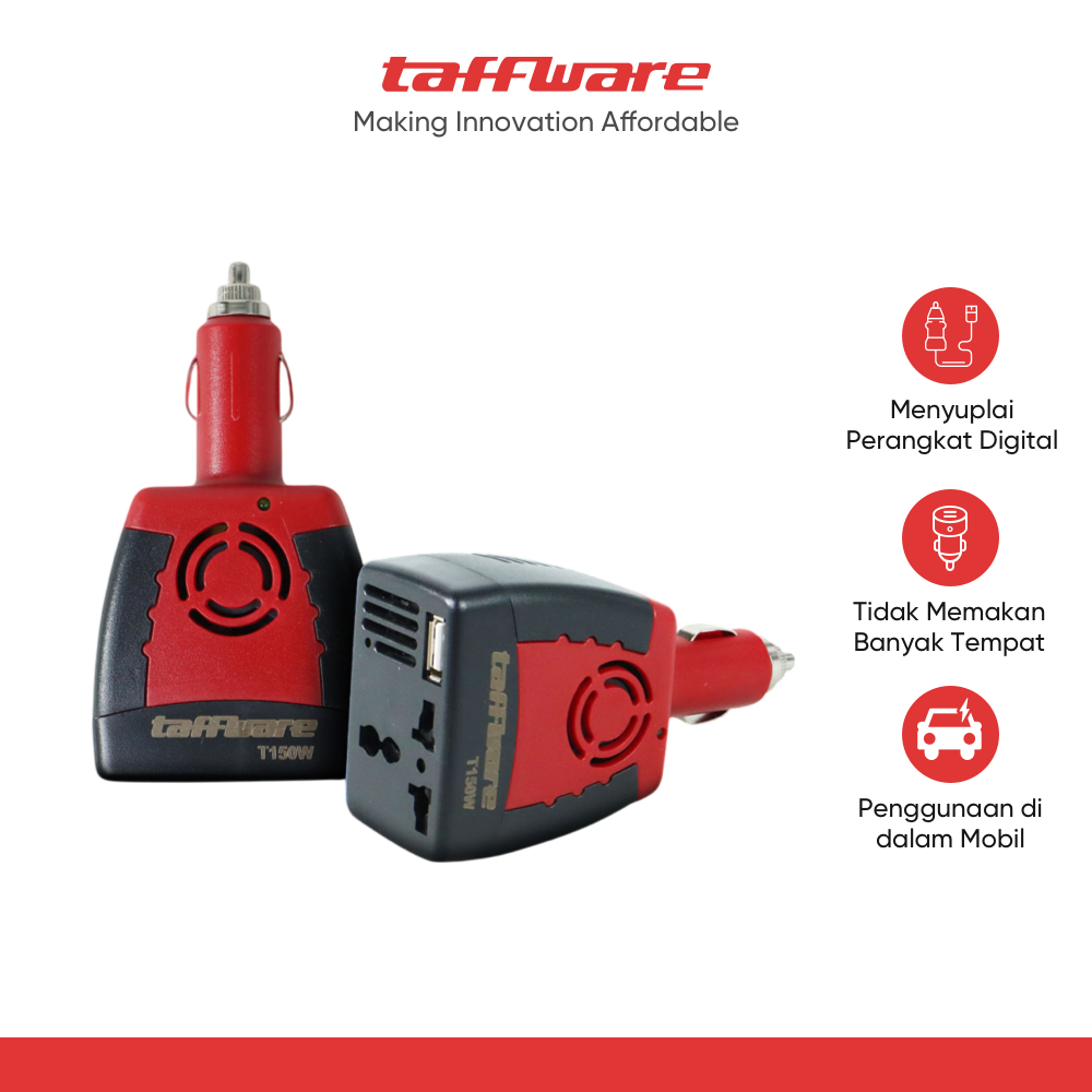 Jual Taffware Power Car Inverter DC 12 V to AC 220-240V 5V USB 150W ...