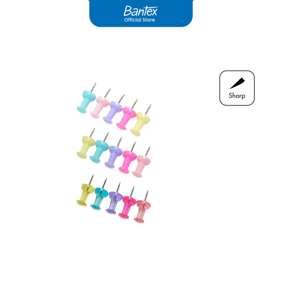 Jual Bantex Push Pin / Paku Pin / Jarum Tekan 23 mm Warna Warni Pastel ...