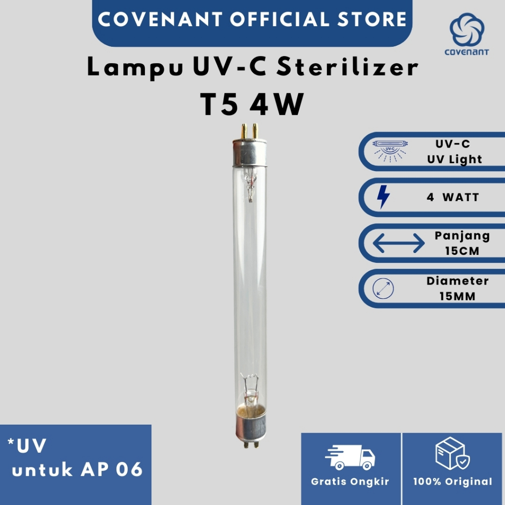 Jual Covenant Lampu TL UV Sterile 4W T5 UVC Untuk Sterilizer Crown UV | Shopee Indonesia