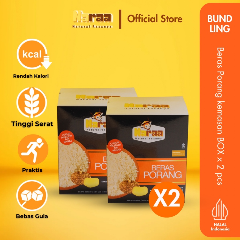 Jual NARAA BUNDLING 2X Pcs BOX BERAS PORANG 500GR II SHIRATAKI, KONJAC RICE | Shopee Indonesia
