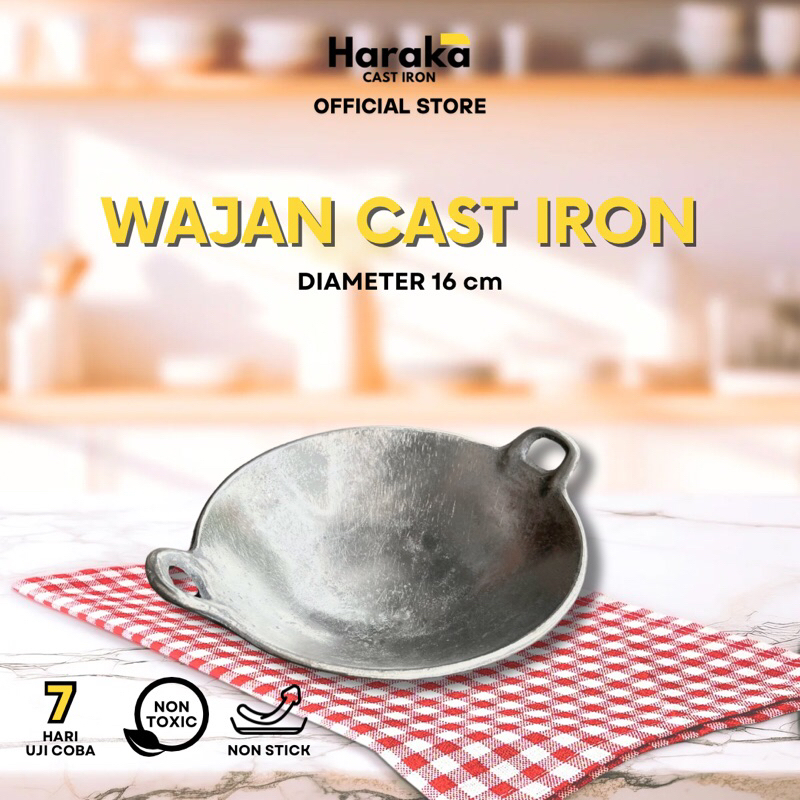 Jual Haraka Wajan Baja Cast Iron / Wajan Besi Cor 16 cm | Shopee Indonesia