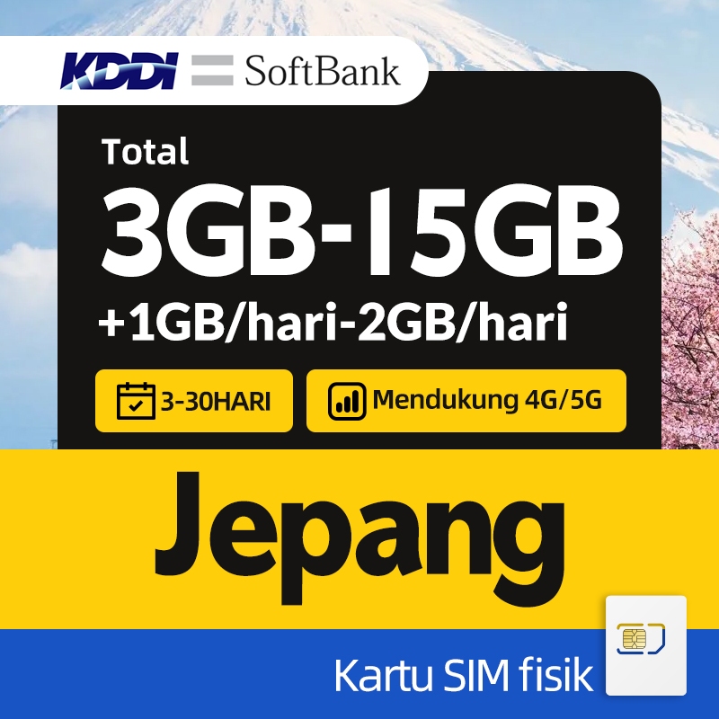 Jual Jepang SoftBank/KDDI Total 3GB-15GB +1GB/hari-2GB/hari Kartu SIM Perjalanan | Shopee Indonesia