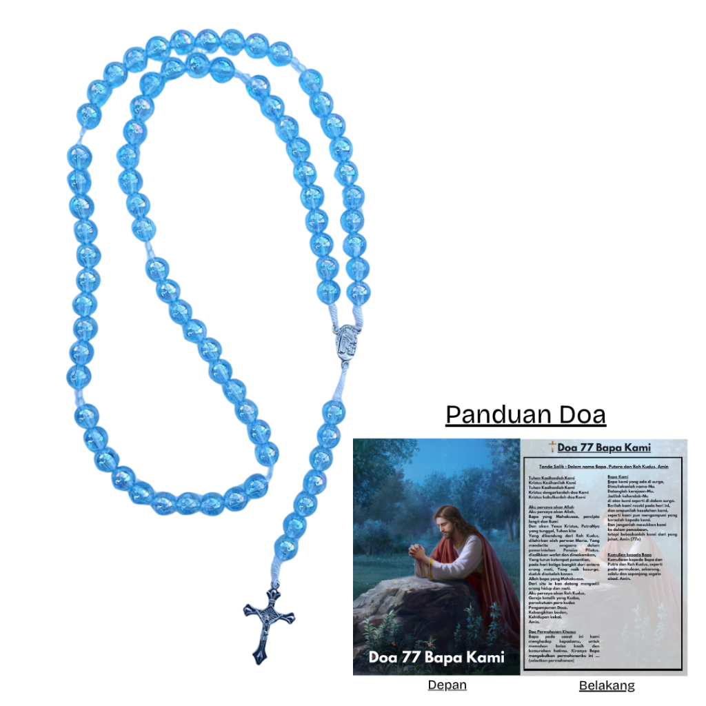 Jual Rosario 77 Bapa Kami Biru Transparan & Panduan Doa 77 Bapa Kami (Ukuran A6) | Shopee Indonesia