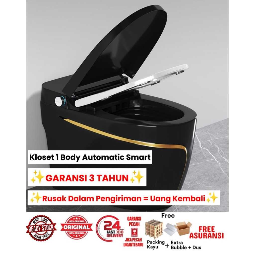 Jual ⚡GARANSI 3 TAHUN ⚡ Kloset 1 Body Automatic Smart Toilet Hitam Gold ...