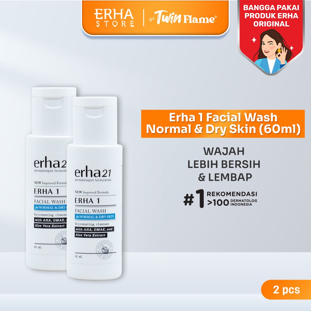 Jual ERHA Twin Flame ERHA 1 Facial Wash for Normal & Dry Skin 60ml ...