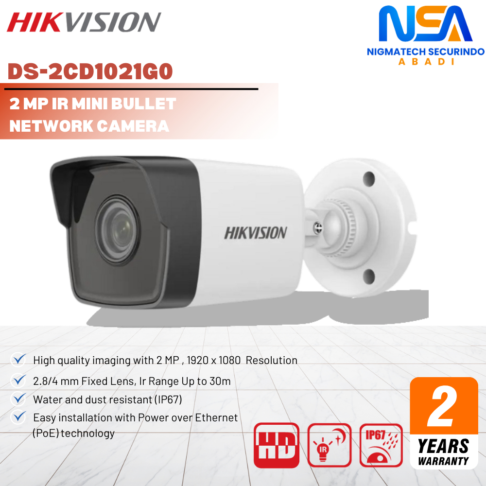 Jual HIKVISION DS-2CD1021G0 2 MP FIXED BULLET NETWORK CAMERA | Shopee Indonesia