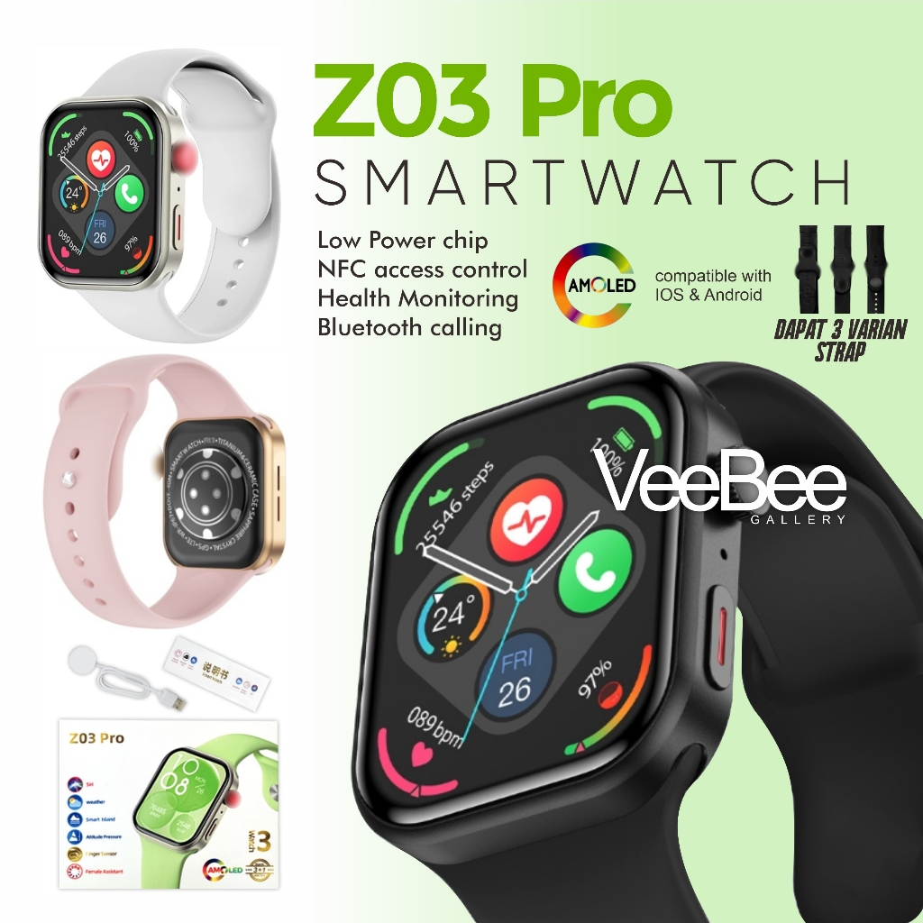 Jual Original Smartwatch Z03 Pro dapat 3 strap Layar lebar 2.01 inch ...