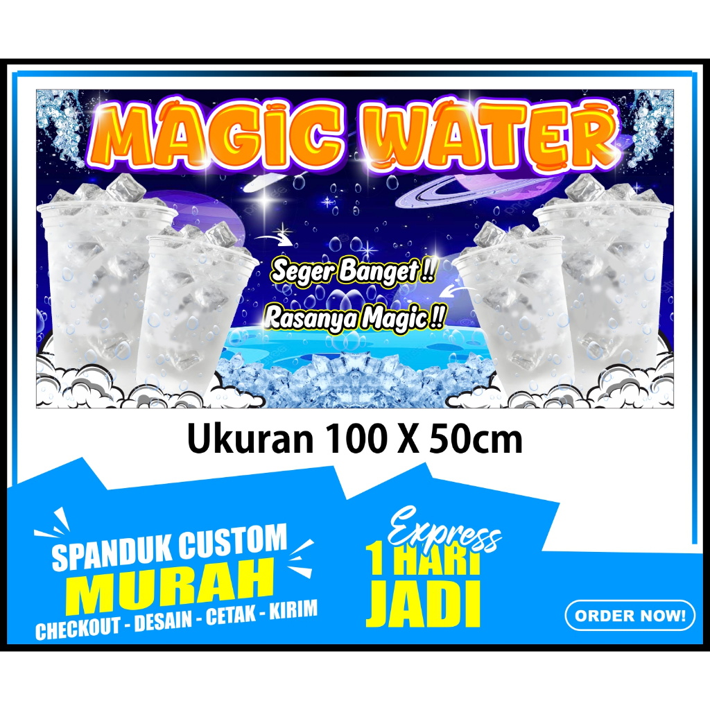 Jual Banner Magic Water, Spanduk Magic Water, ukuran 100x50 cm, COD ...