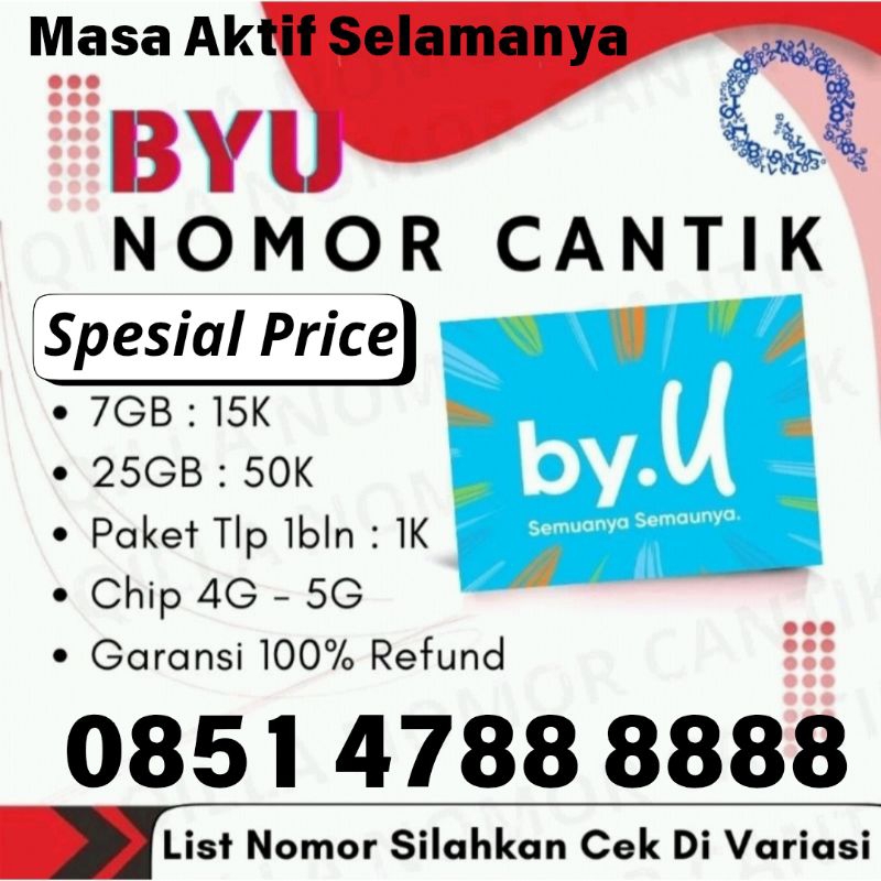 Jual Nomor Cantik Byu Telkomsel Part II | Shopee Indonesia
