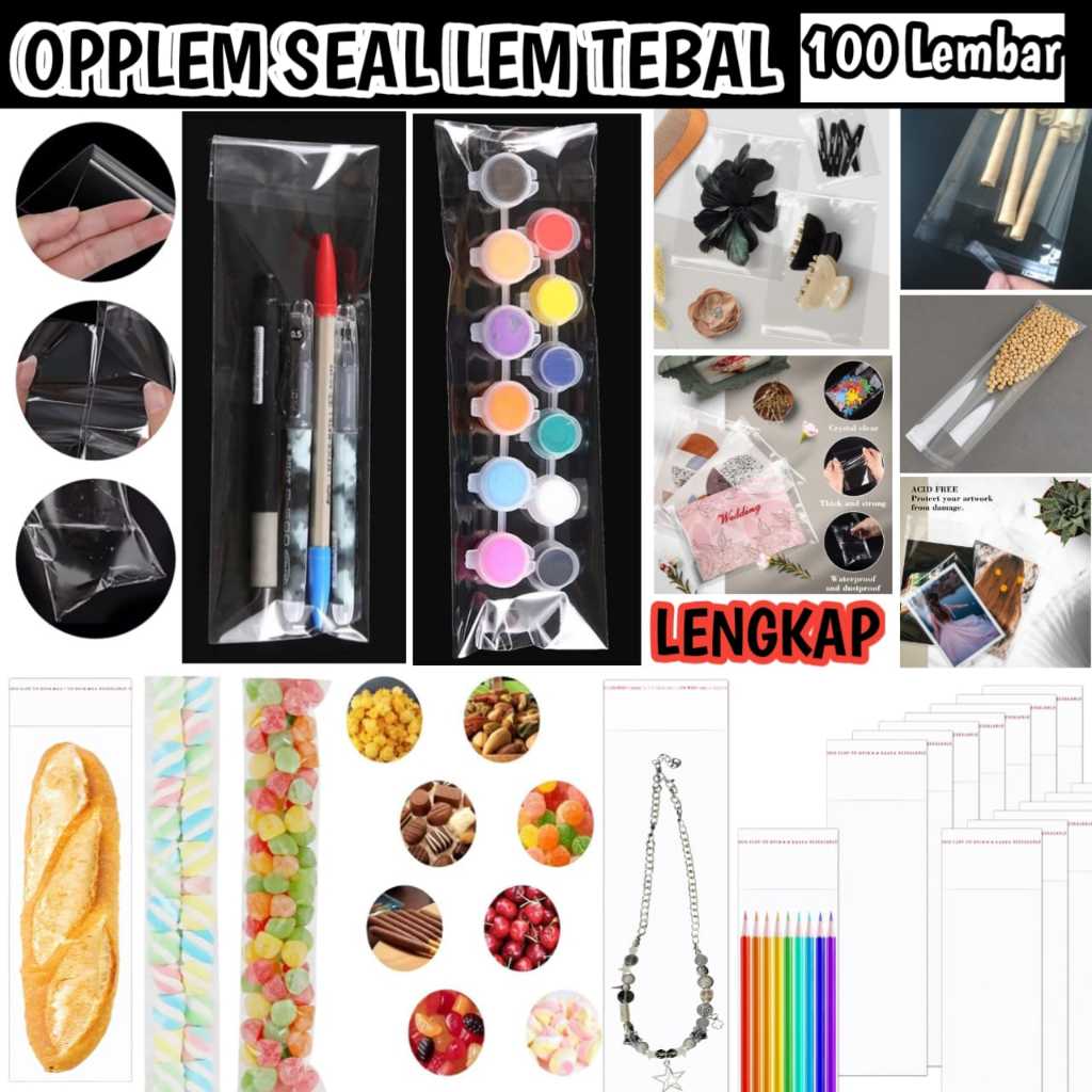 Jual OPP Bening Seal Lem 100Pcs 20x27 19x27 18x25 17x25 16x25 15x25 ...