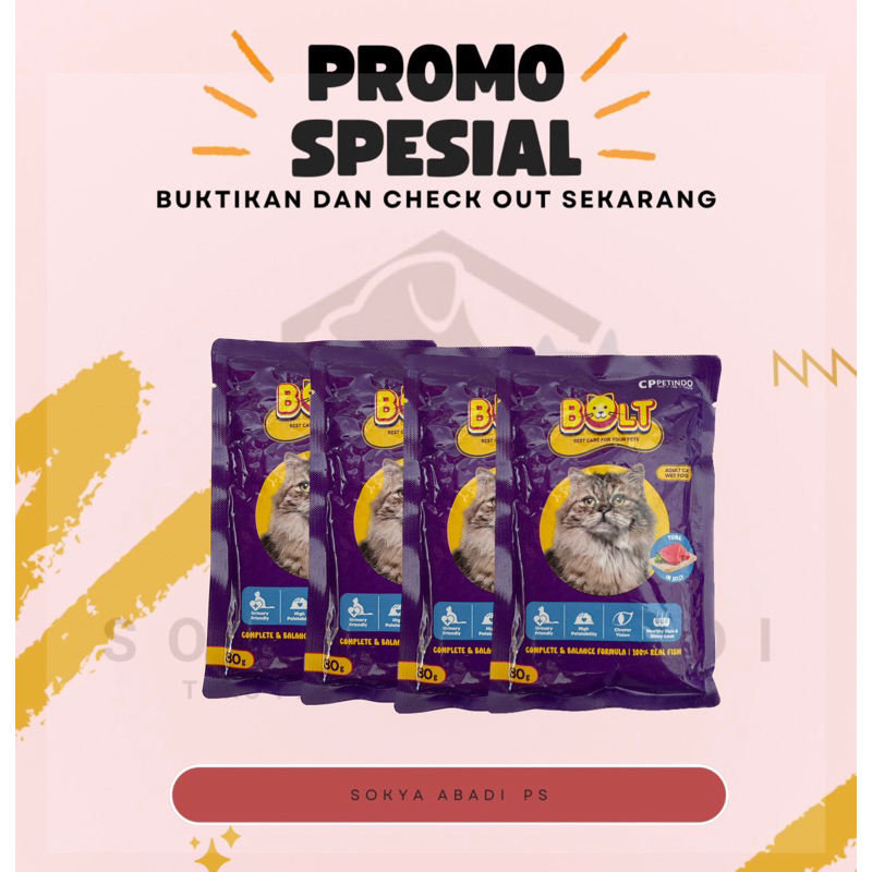 Jual Bolt pouch/sachet/wet food , snack kucing kemasan 85gr | Shopee ...