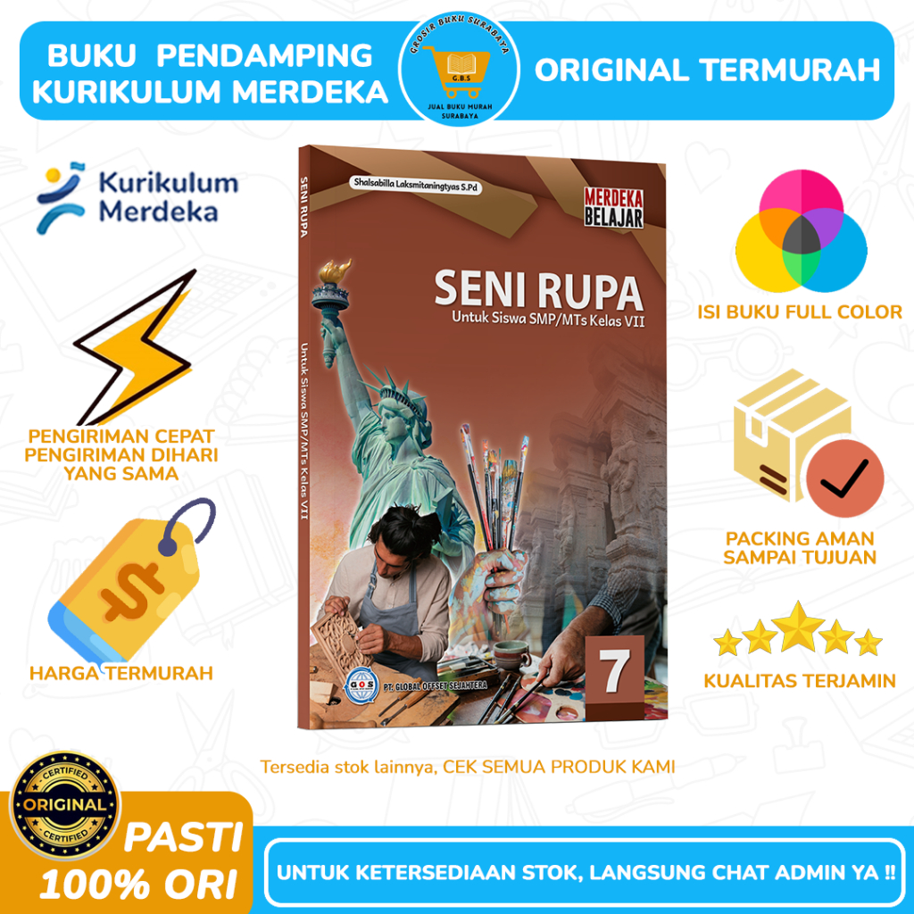 Jual Buku Pendamping Siswa Seni Rupa Kelas 7 SMP - Kurikulum Merdeka - Penerbit Global Offset ...