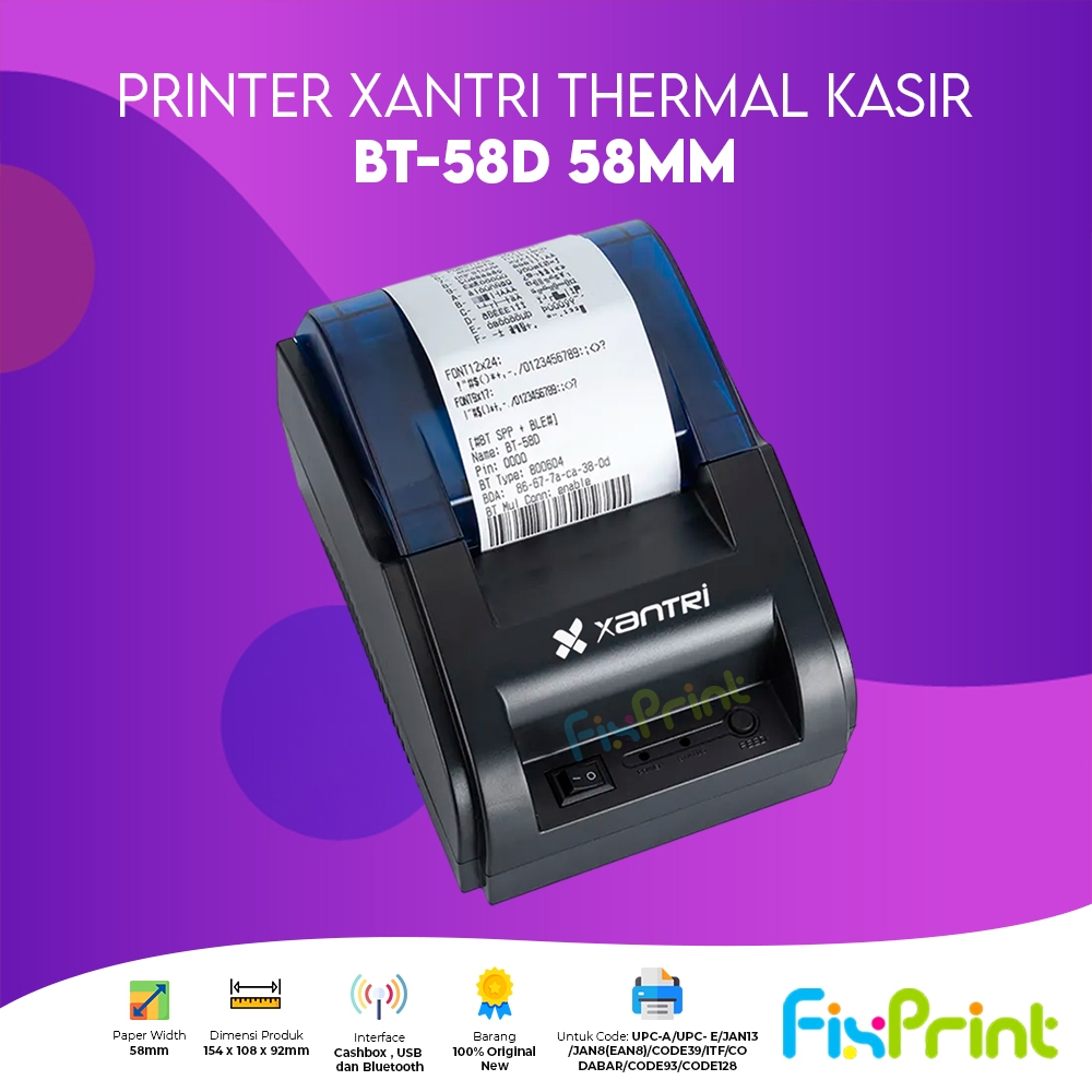 Jual FixPrint Printer Thermal USB Bluetooth Xantri BT58D pro Xantri ...