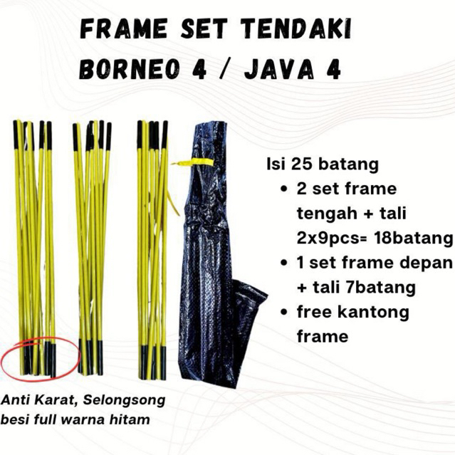 Jual TENDAKI •1set Frame Tenda Fiber •Borneo 4 - Java 4 Pro | Shopee ...