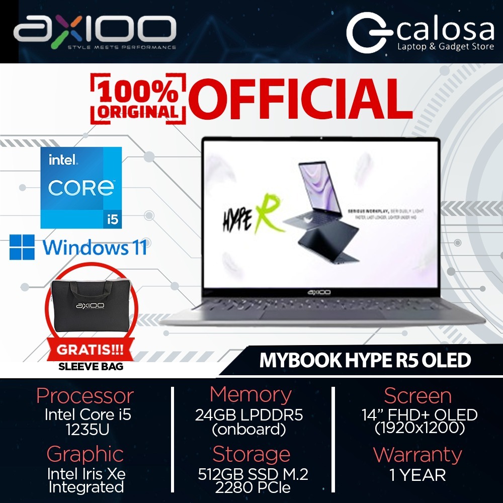 Jual Axioo Mybook Hype R5 Intel Core i5-1235U RAM 24GB Storage 512GB ...