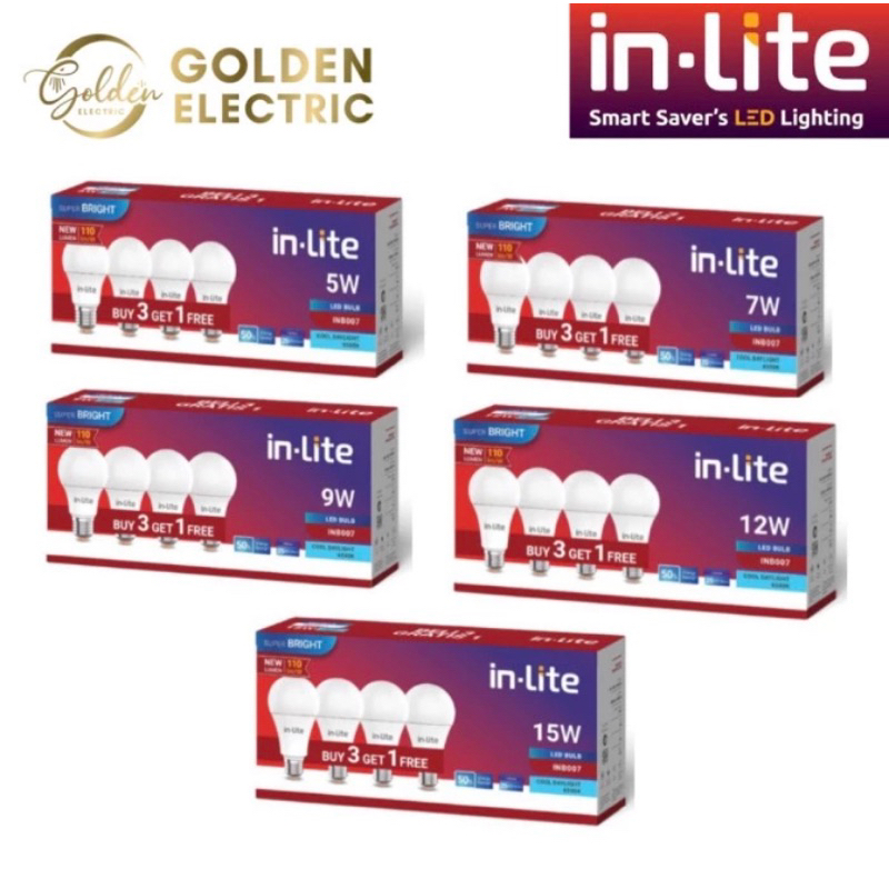Jual Lampu LED Bohlam Bulb Paket Isi 4 (Beli 3 Gratis 1) INB007 INLITE IN-LITE 5W 7W 9W 12W 15W ...