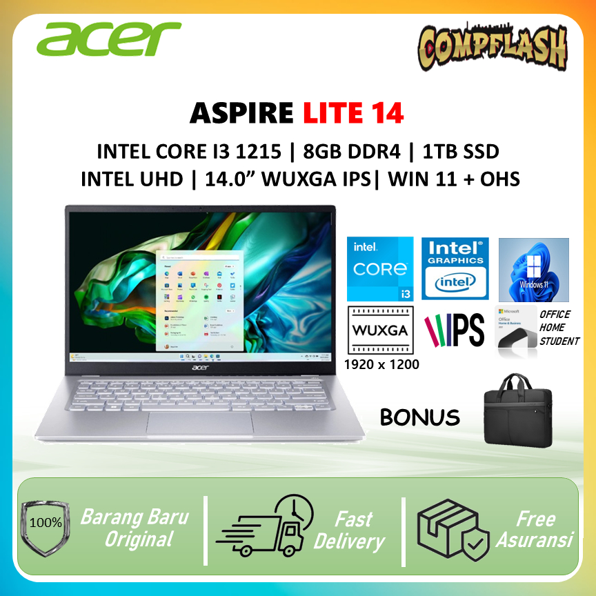 Jual ACER LITE AL1 14 Intel Core i3 1215 Ram 8GB 1TB SSD Windows 11+OHS ...
