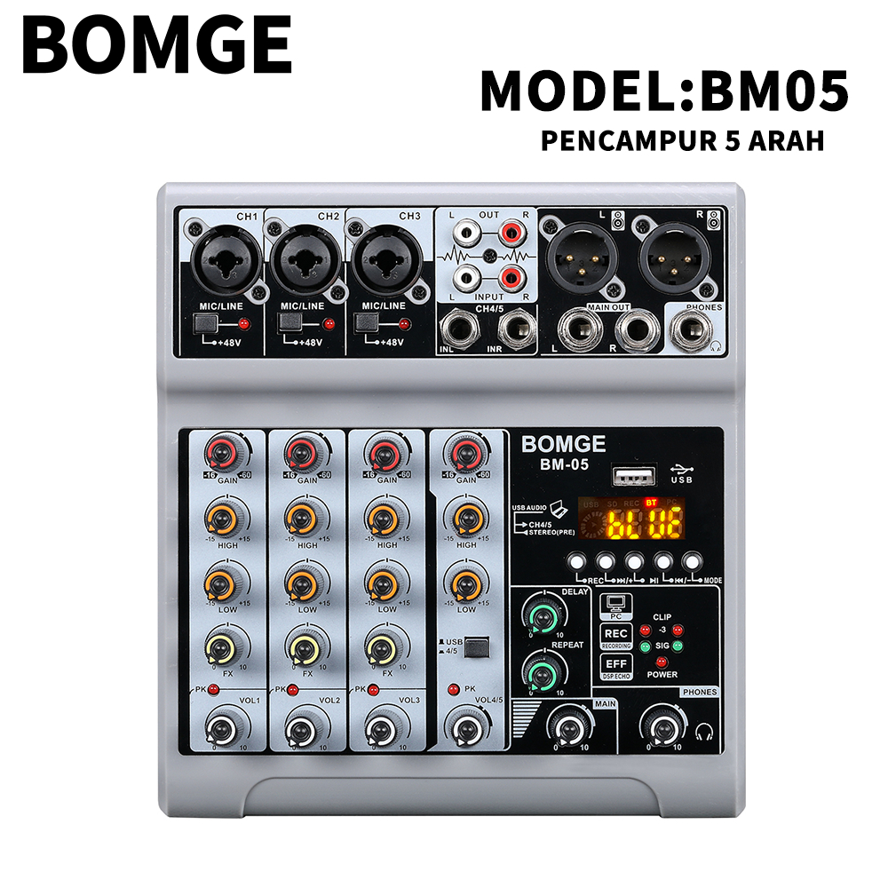 Jual BOMGE BM-05 Audio Mixer, Sound Board Mixing Console With 5 Channel ...